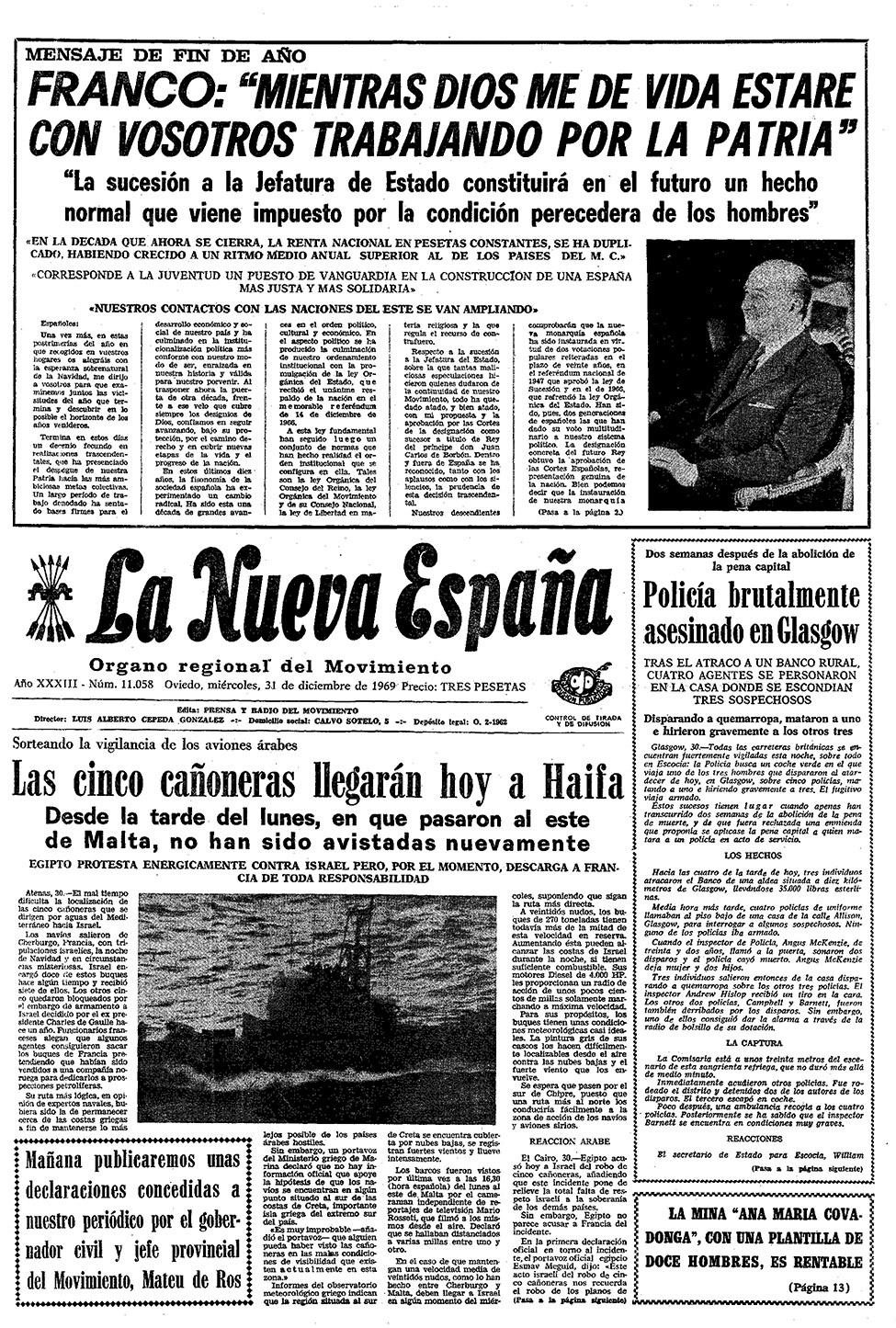 Portada del Miércoles, 31 de Diciembre de 1969 - Portadas de La Nueva España - LNE.es